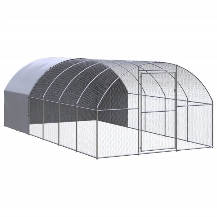 ZHI Poulailler d'extérieur 3x6x2 m Acier galvanisé 7466810677215 - Cdiscount Animalerie