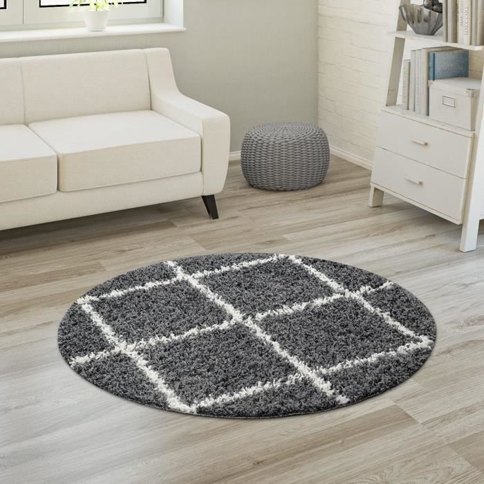 Tapis À Poils Longs, Shaggy Doux Salon Style Scandinave Avec Motif Losanges, Dimension:200 Cm ...