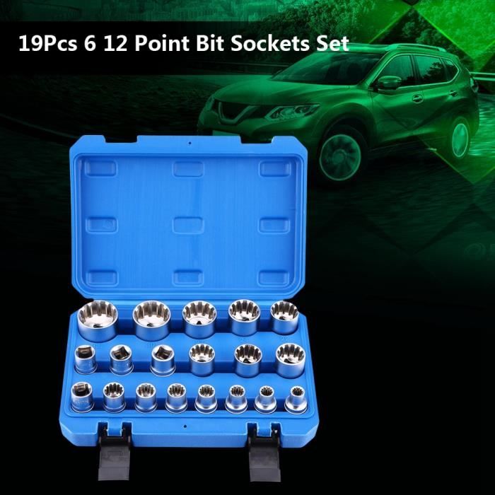 Garosa douille à embout hexagonal 19Pcs 1/2 'Drive 6 12 Point Hex Torx ...