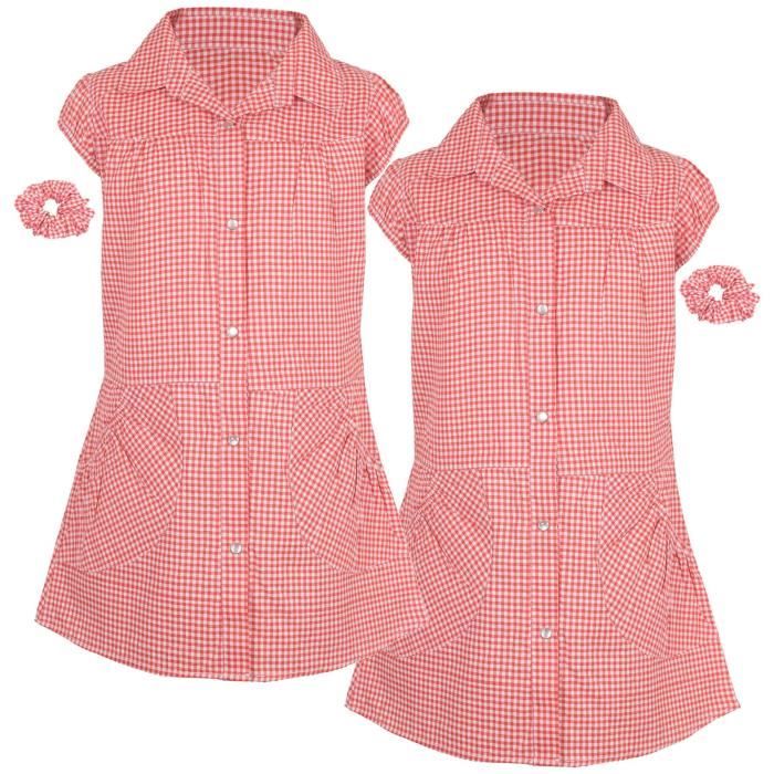 École Uniforme 2 Paquet Carreau Vichy Imprimé Robes Avec Chouchous ...