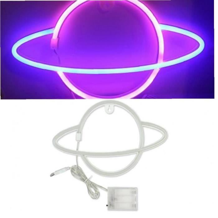 Néon LED lumière néon planète univers modélisation de la nocturne rose ...