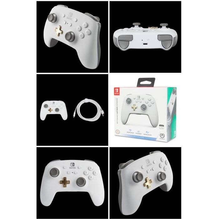 Manette Nintendo Switch - Lite Bluetooth sans fil BLANCHE avec palettes ...