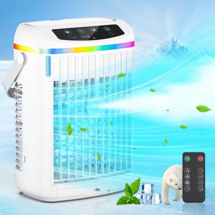 Climatiseur Mobile Silencieux, Climatiseur Portable avec Télécommande, Mini Refroidisseur d'air ...