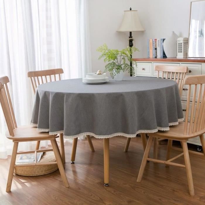 Nappe Ronde en Coton et Lin Protéger et décorer la Table Gris Foncé ...