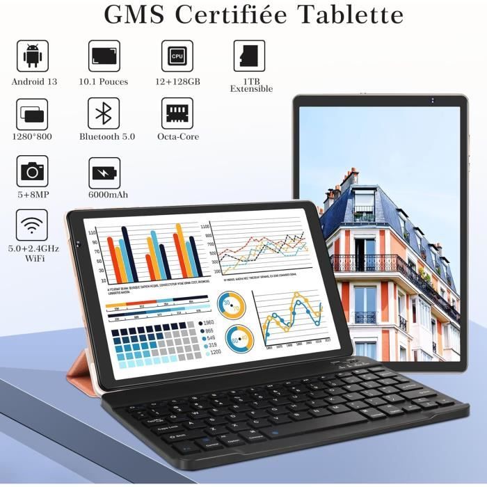 Tablette 10 Pouces Android 13 Tablette 12 Go Ram+128 Go Rom (Tf 1 To ...