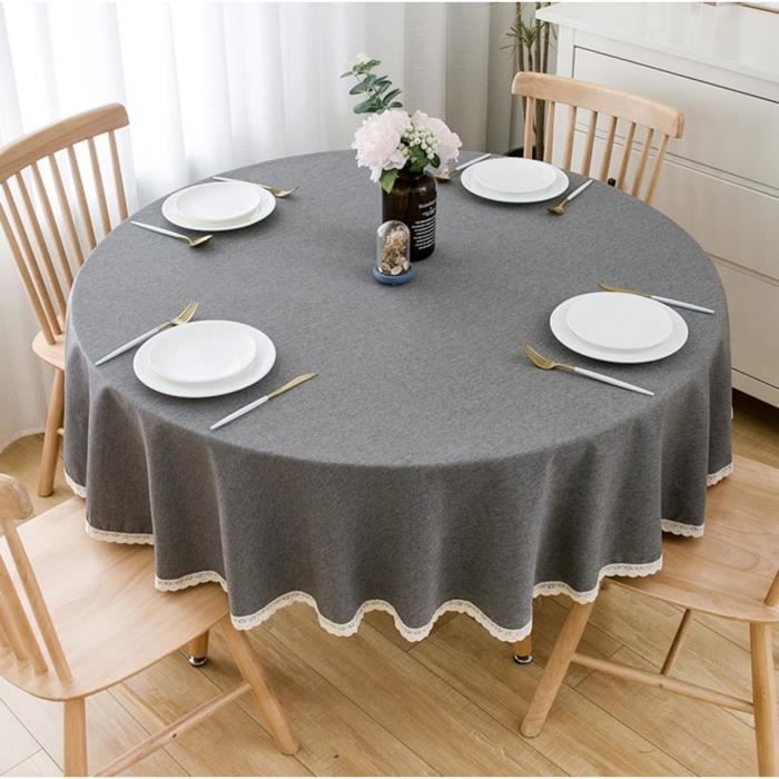 Nappe Ronde en Coton et Lin Protéger et décorer la Table Gris Foncé ...