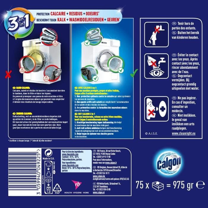 Calgon Anti-calcaire 3 en 1, protège du calcaire et maintient votre ...