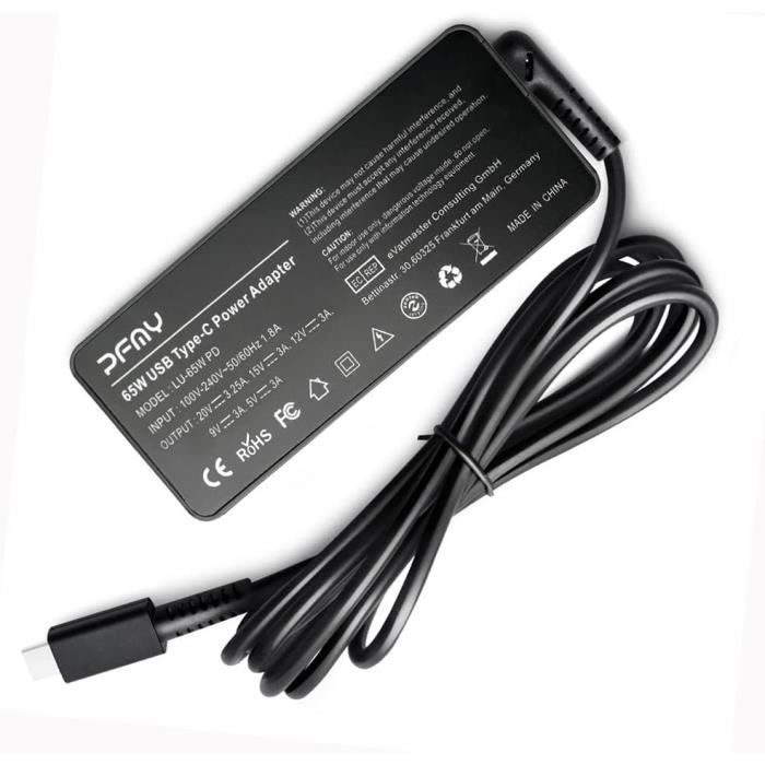 65W USB Type C Chargeur Adaptateur Alimentation Ordinateur Portable 20V ...