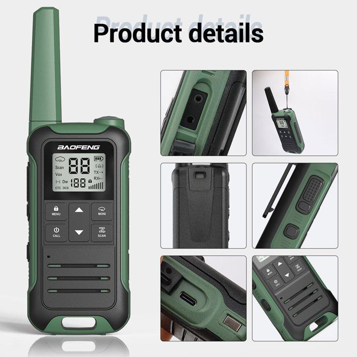 Mini talkie-walkie F22 PMR FRS, longue portée, rechargeable, Portable ...
