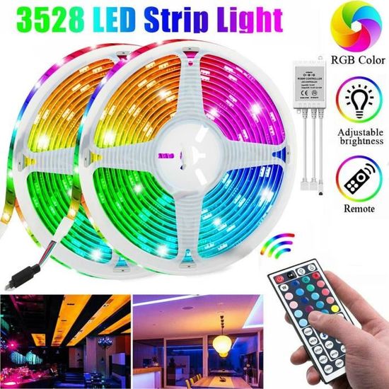 Bande De Guirlande Lumineuse 10M 3528 Smd Rgb 600 Led + Télécommande Ir ...