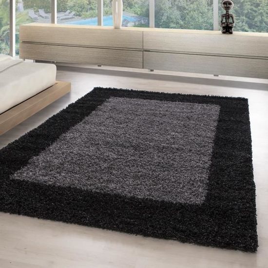 Teppium Tapis design à poils longs, RIA, 200 cm x 290 cm, ANTHRACITE, Rectangulaire, 30 mm ...