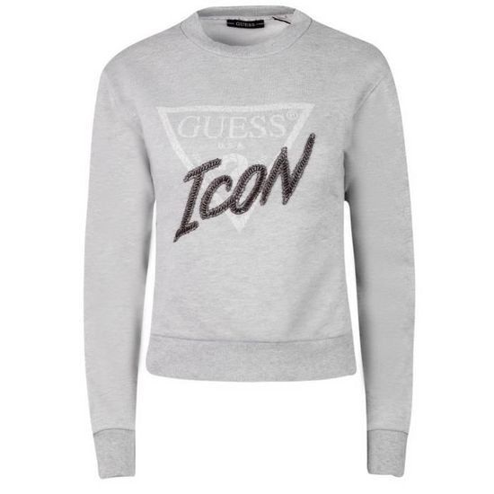 Sweatshirt femme Guess Cn icon - light heather grey m - XS Light ...