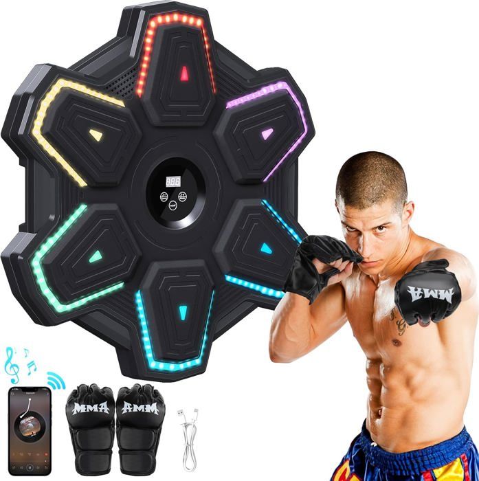 Music Boxing Machine de boxe Bluetooth avec musique, cible murale LED ...