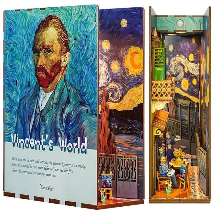 Tonecheer DIY Book Nook Kit, Wooden 3D Puzzle for Adults, Miniature ...