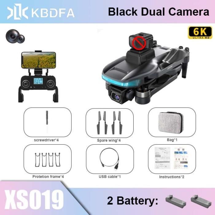 6K-Non OA-2C-2B-KBDFA Drone Professionnel XS019 Pro 4K HD, Caméra ...