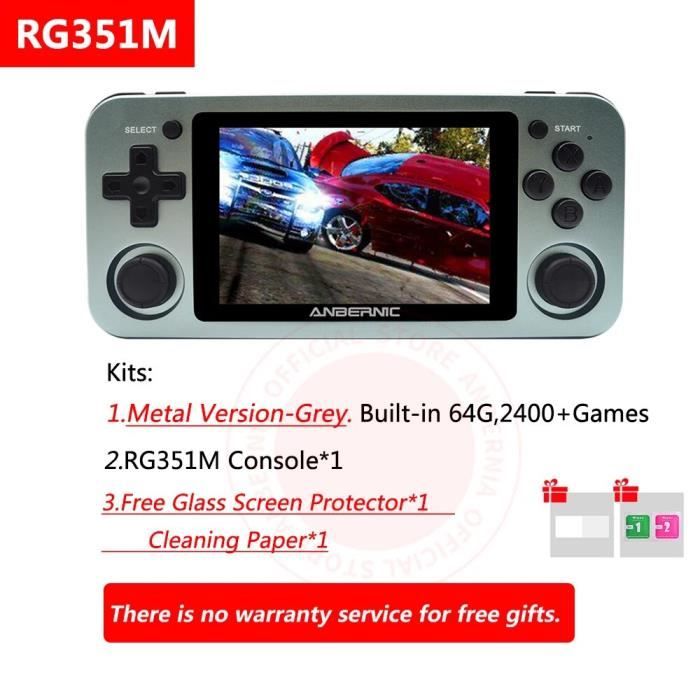 Rg351m 64g gris - Jeu Rétro RG351M, Version Améliorée, 2400 Jeux 64 Go, RK3326 N64, Lecteur de ...