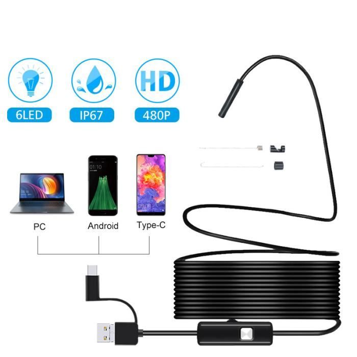 5.5mm - 1M - câble dur - Endoscope USB pour téléphone Android Xiaomi ...