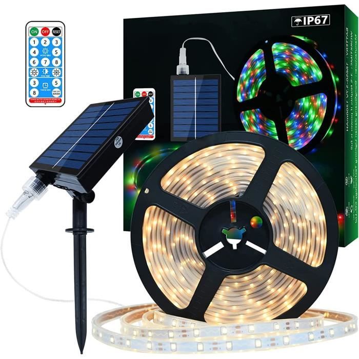 Ruban LED Solaire Extérieur, 10m 560 LEDs Bande LED IP67 Étanche ...