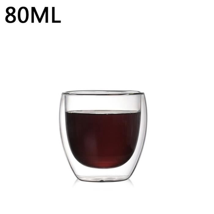 (80ml A/2pcs)Verre à thé Double paroi 80-450ML, 1-6 pièces, résistant à ...
