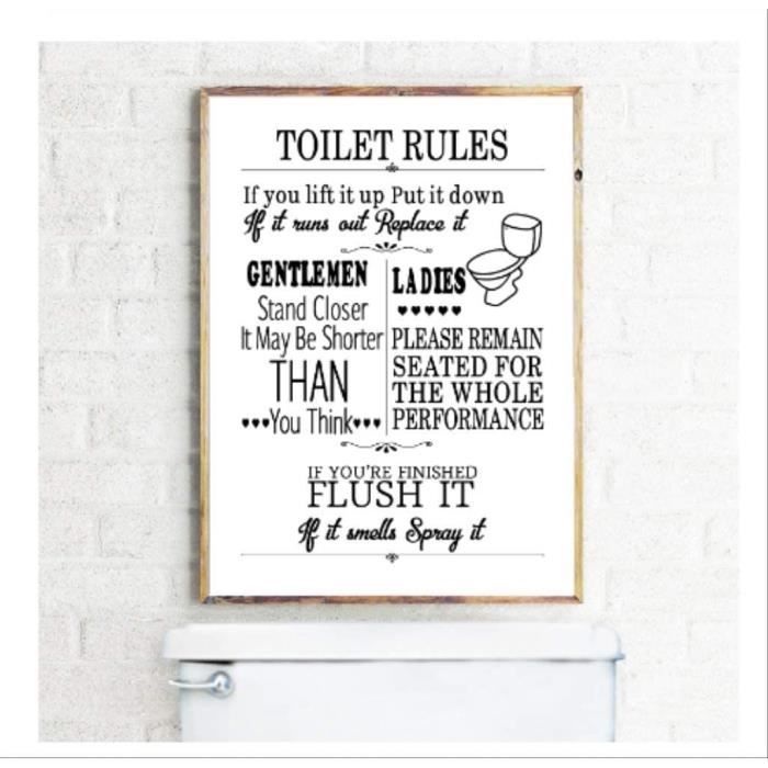 Toile Imprimer Toilette Règle Mur Art Moderne Amusant Salle De Bains ...