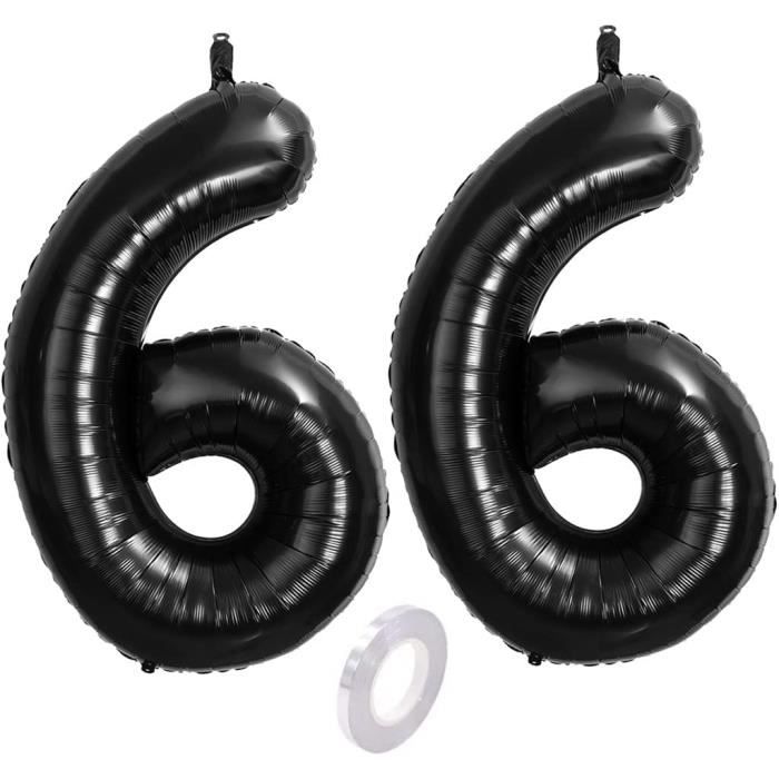 Ballon Anniversaire 66 Ans Noir, 100 Cm Ballon Chiffre Numéro 66 Noir ...
