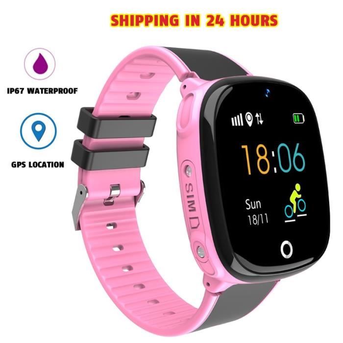 Montre connectée,HW11 IP67 étanche montre intelligente enfants Android suivi sécurité SOS appel ...