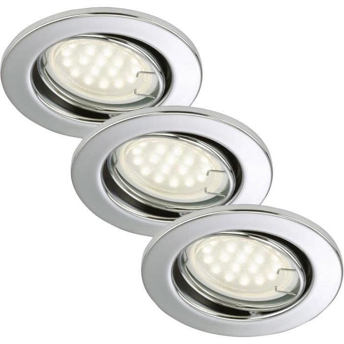 Spot encastrable LED GU10 Briloner 7208-038 blanc chaud 9 W chrome set ...