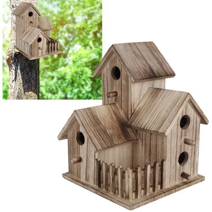 Nichoir A Oiseau Sauvage - Abri Repos Oiseaux Bois Support Petite ...