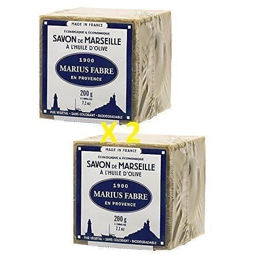 Marius Fabre - SAVON DE MARSEILLE l'huile d'olive, 200 Gr - Lot de 2 ...