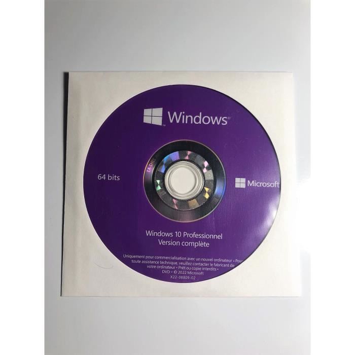 Microsoft Windows 10 Pro DVD 64 bits - Cdiscount Informatique