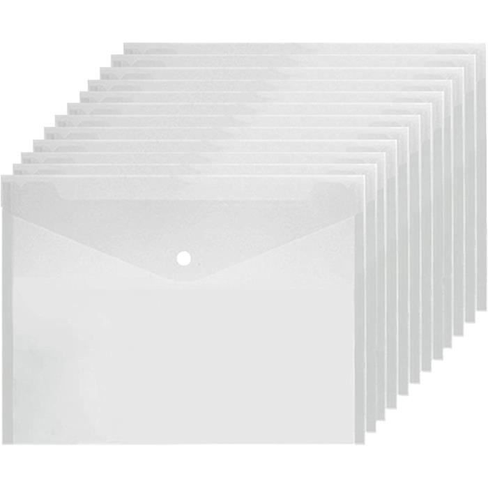 Pochettes dossier en plastique transparent A4 avec bouton à pression ...