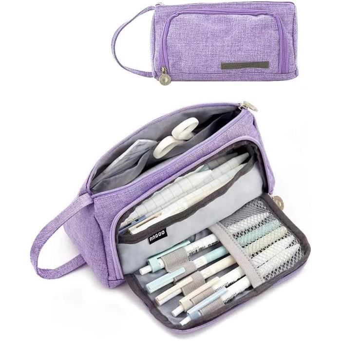 Trousse Scolaire avec 3 Compartiments, Trousse Crayon Grande Capacité ...