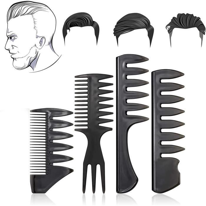 Peigne Cheveux Homme, Peigne de Coiffure, 4Pcs Outil de Coiffure pour ...