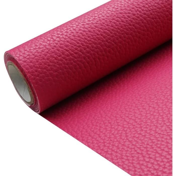 Tissu en cuir synthétique texturé litchi rouge foncé - 30 x 135 cm - 1 ...