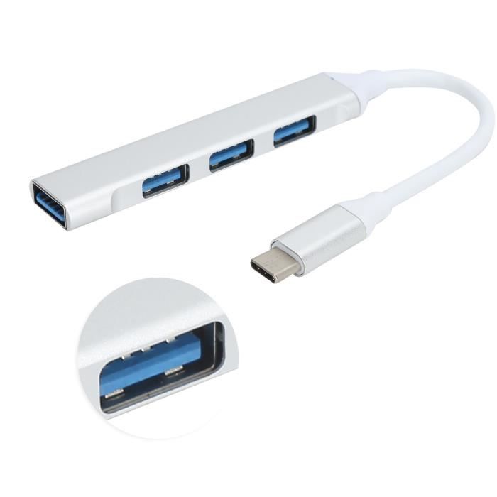 FHE Hub USB TypeC vers USB3.0 avec 4 ports Aluminium pour Téléphone et ...