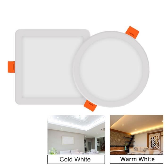 SPOTS,Blanc froid-15WRound--Plafonnier LED encastrable Ultra fin, rond ...