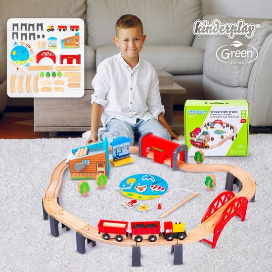 Circuit train bois Kinderplay GS6151 – train, rails et véhicules – pack ...