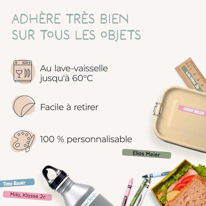 150 Etiquettes autocollantes personnalisées pour l'école - Étiquettes ...