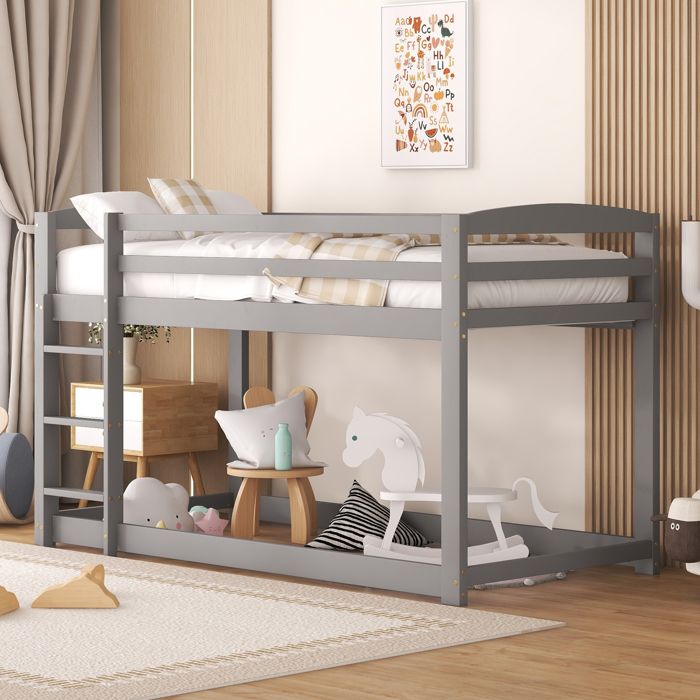 Lit superposé Maisentiel pin naturel 90x200 cm lit enfant bas avec ...