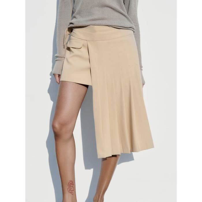 Jupe,Mini jupe plissée asymétrique pour femmes, asymétrique, taille ...