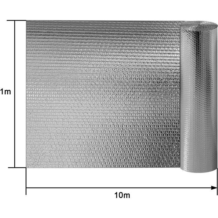 NAIZY Isolant Thermique à Bulles Aluminium Film 1m x 10m double film à ...