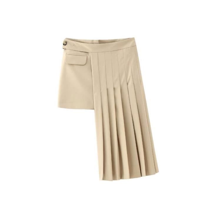 Jupe,Mini jupe plissée asymétrique pour femmes, asymétrique, taille ...