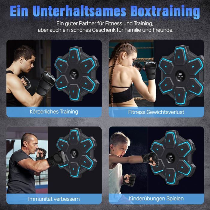 Music Boxing Machine de boxe Bluetooth avec musique, cible murale LED ...