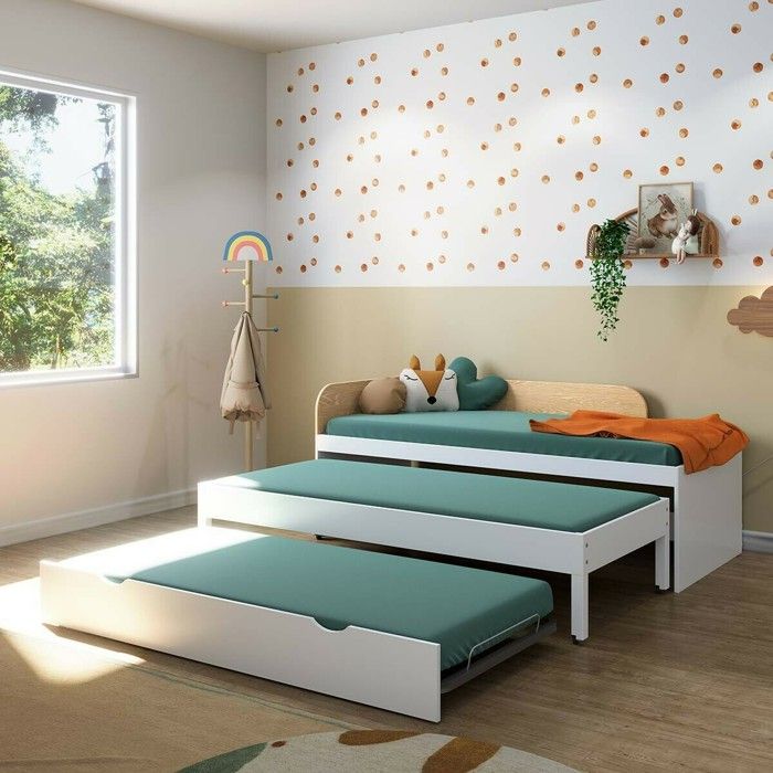 Lit gigogne 3 places Noha Blanc 90x200 cm - Cdiscount Maison