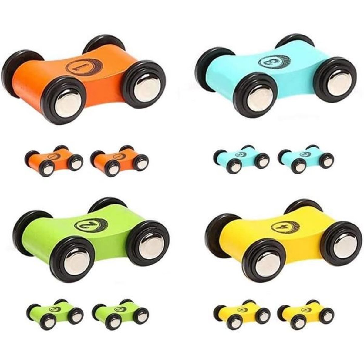 Pack de 6 Mini-Voitures en Bois pour Rampe de Course – Lot de Voitures ...