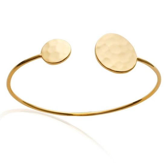 Jonc femme - BRILLAXIS - Jonc Brillaxis pastille martelée plaqué or - Couleur de la matière ...