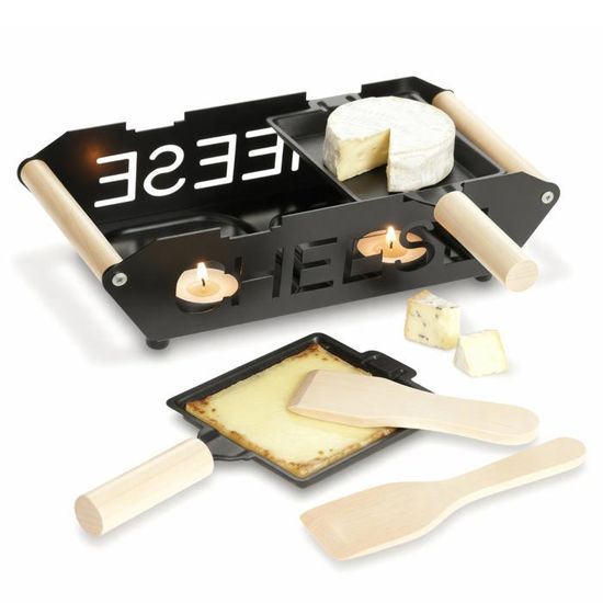 Raclette Bougie 2 personnes – Mini Raclette avec 2 Poêlons et Spatules ...