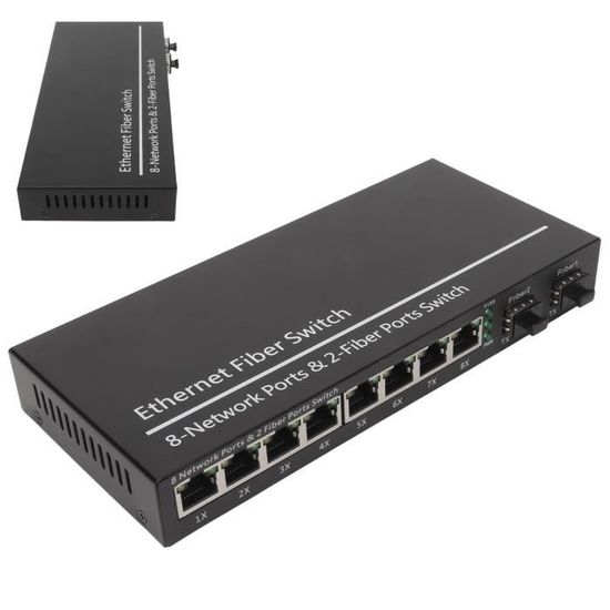 Commutateur Fibre Ethernet - EJ.LIFE - 2 Ports Optiques SFP - 8 Ports ...