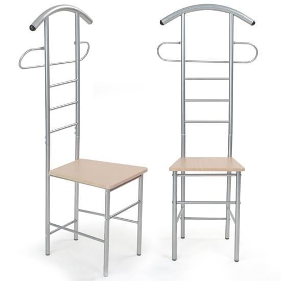 Chaise Valet de Chambre, Valet de Nuit en Métal et MDF 52 x 47 x 120 cm ...