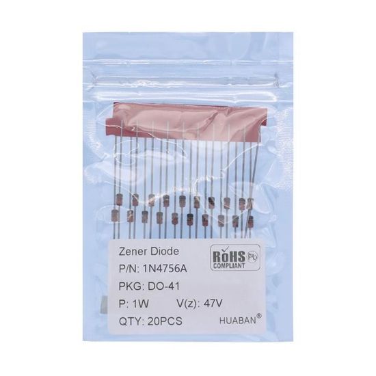 100Pcs 1N4756A 1N4756 Diode Zener De Puissance Planaire En Silicium 1W 47V Do-41 (Do-204Al ...
